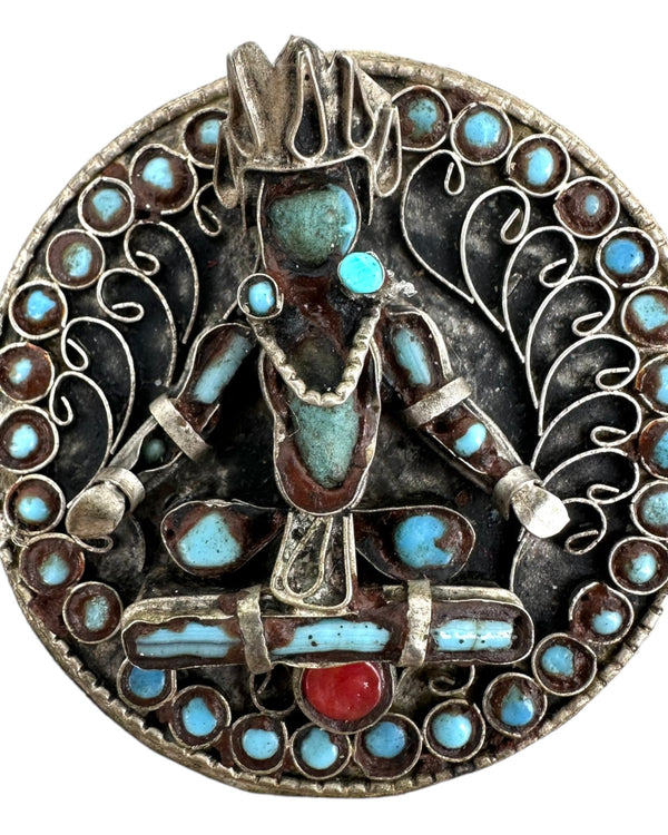 Green Tara Necklace inlaid with Turquoise and coral - Tibet Arts & Healing